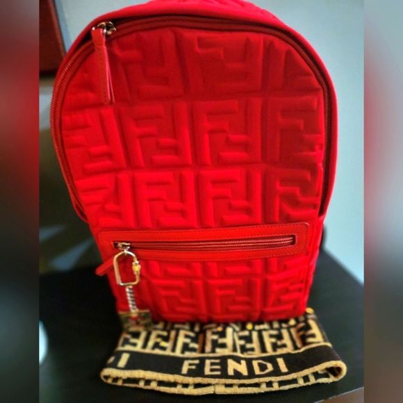Fendi | Bags | Fendirare Red Ff Logo Backpack Y2k One Of A Kind ...